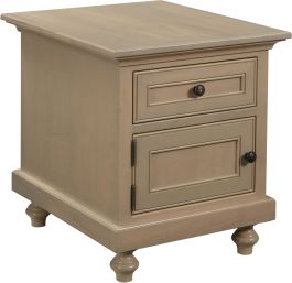 Oceanside Enclosed End Table – Solid Wood Side Table with Storage